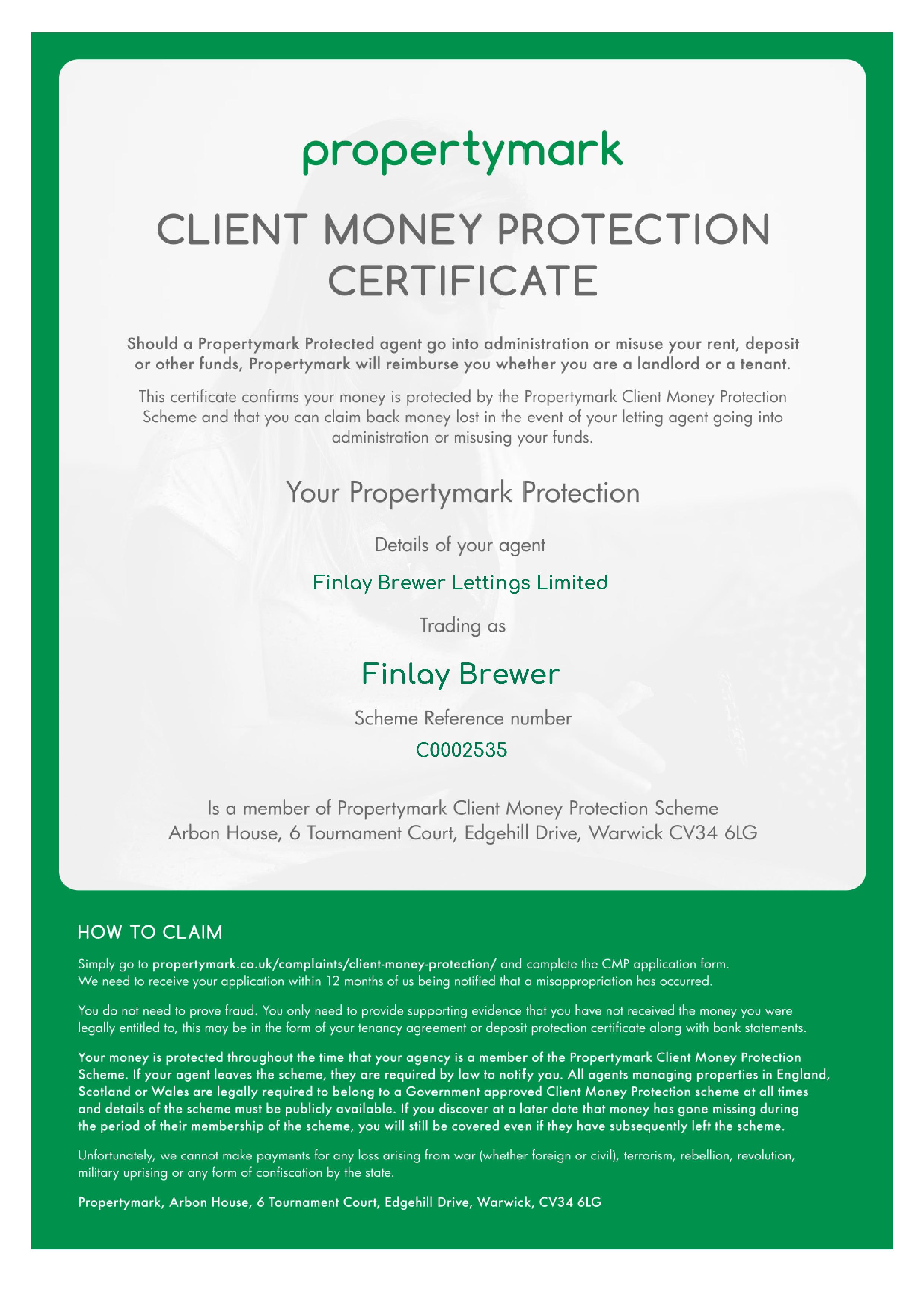 Client Money Protection Certificate